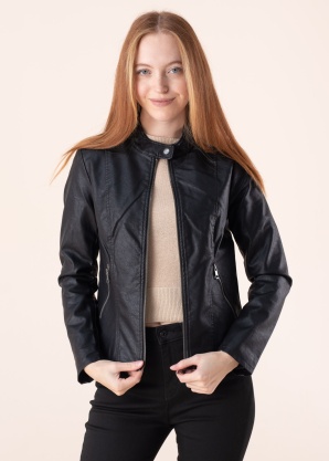 Only Ādas imitācijas jaka Melisa, Melna | WEEKEND