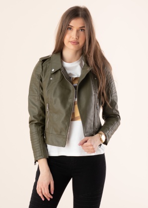 Vero Moda ādas imitācijas jaka Kerriultra, Haki | WEEKEND